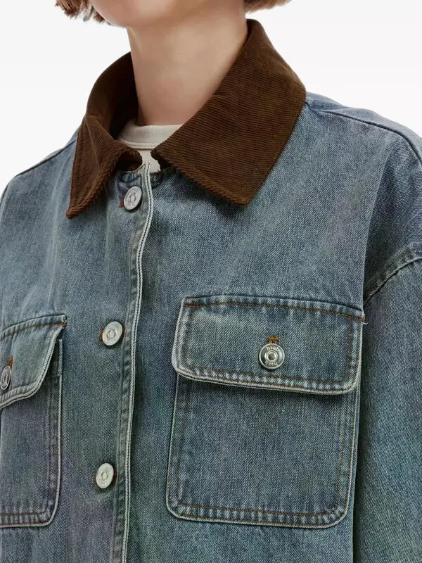 B+AB Denim Jacket With Corduroy Trim - Blue