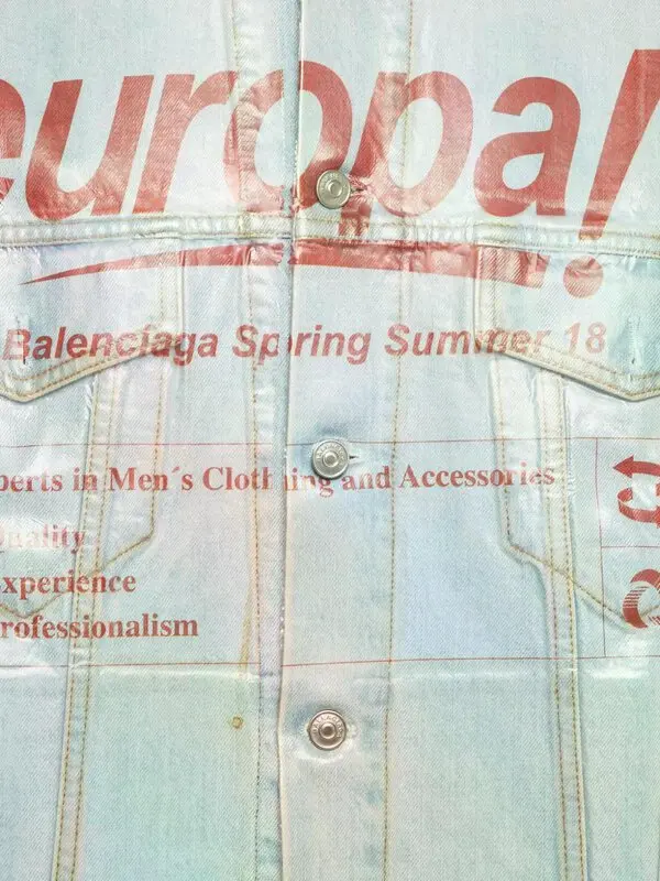Balenciaga Oversized Denim Jacket With Europa! Logo Print