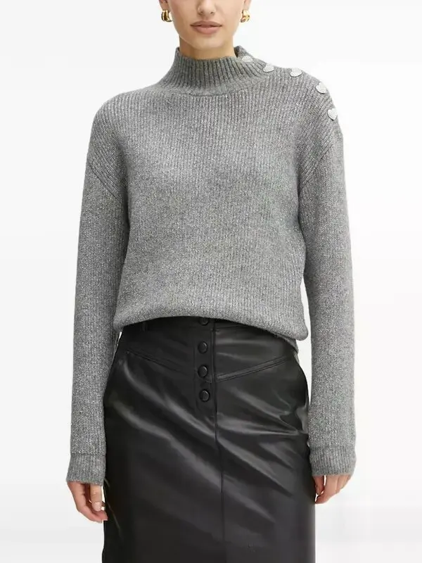 MORGAN Heart-button Roll-neck Sweater