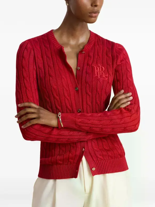 Ralph Lauren Embroidered Cable Knit Cardigan