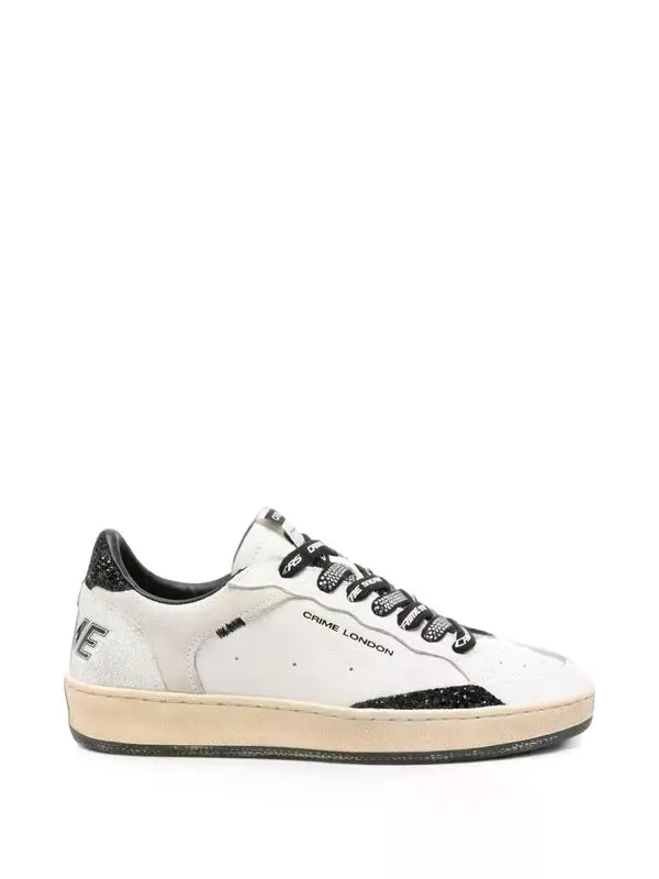 CRIME LONDON Chelsea Glitter-detail Leather Sneakers - White