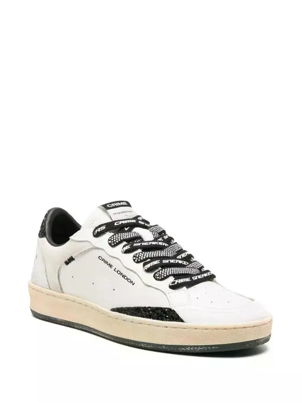 CRIME LONDON Chelsea Glitter-detail Leather Sneakers - White