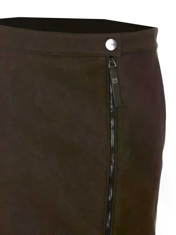 Pinko Asymmetric Zip Leather Skirt