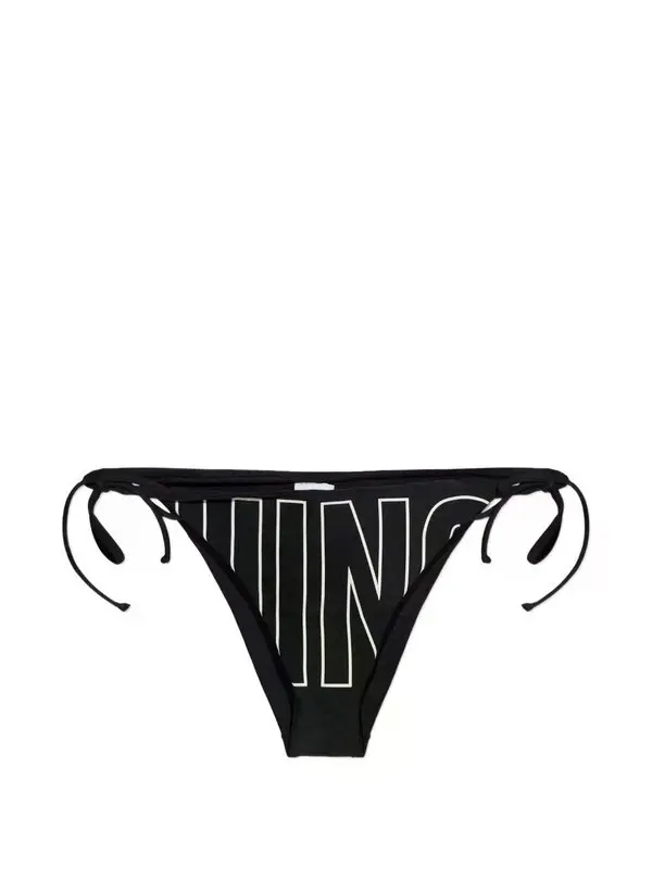 Moschino Logo-print Side-tie Bikini Bottoms - Black