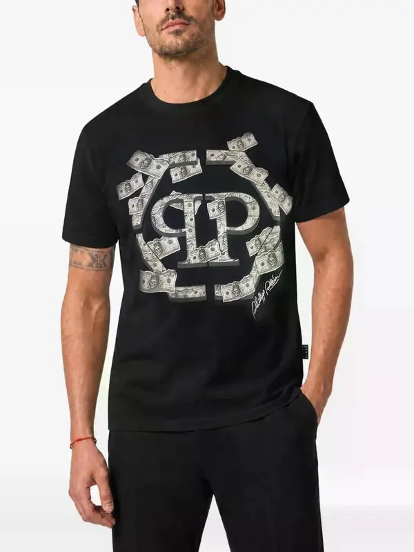 Philipp Plein Round Neck T-shirt Dollar Hexagon