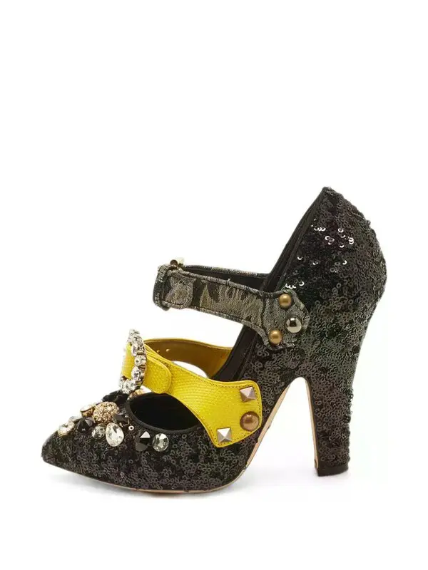 Dolce & Gabbana Sequin-embellished Mary Jane Pumps - Black