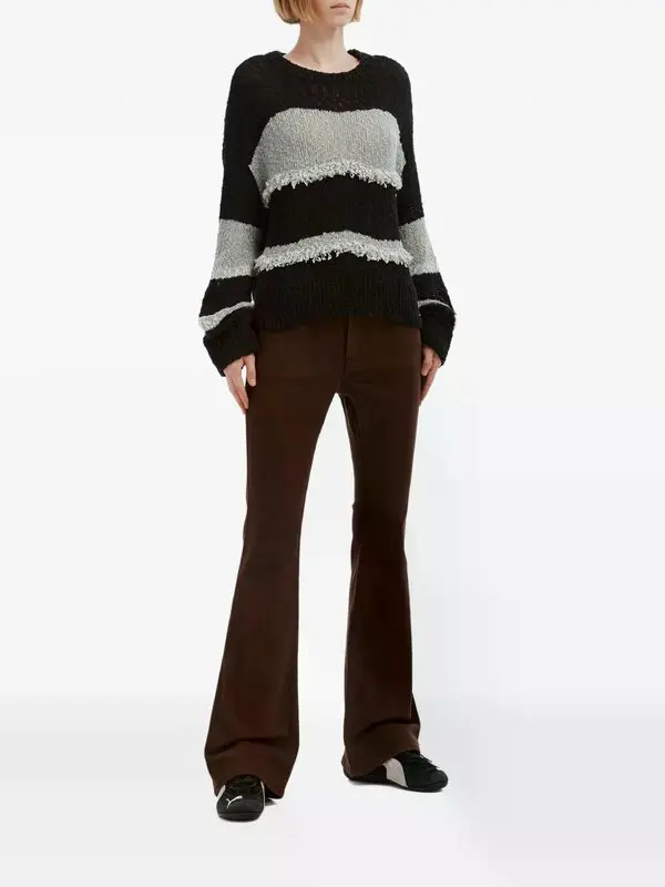 Izzue Striped Knit Sweater With Fringe Detail