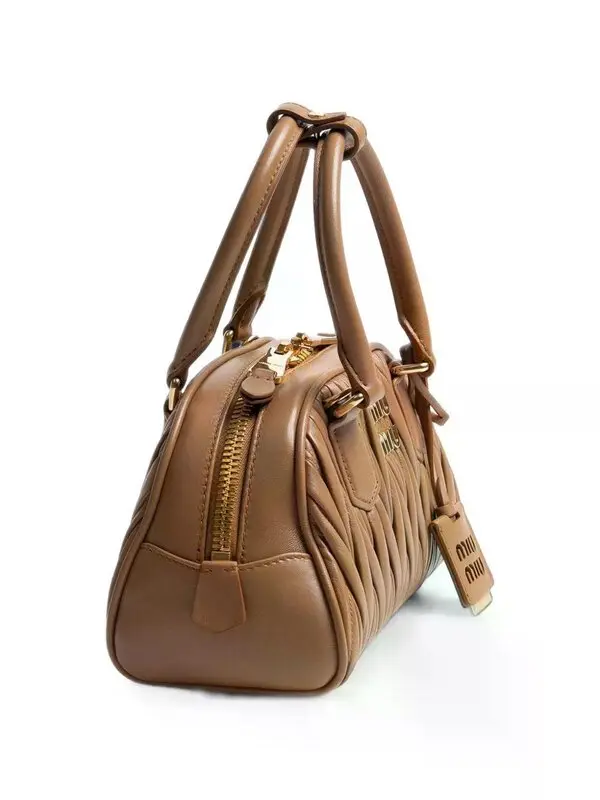 Miu Miu Matelassé Leather Tote Bag - Brown