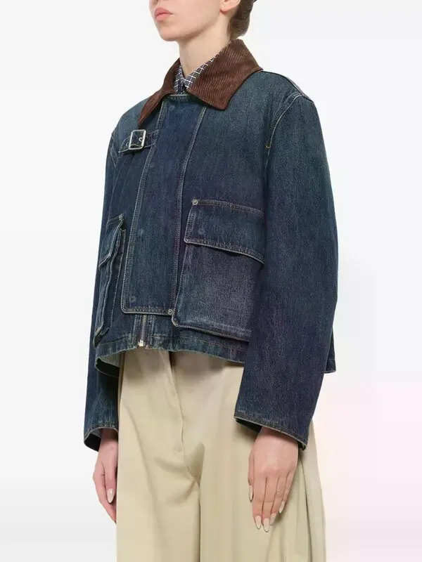 Loewe Denim Trucker Jacket With Suede Collar