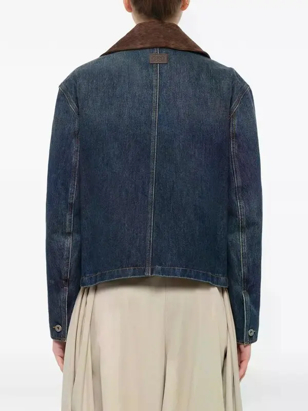 Loewe Denim Trucker Jacket With Suede Collar
