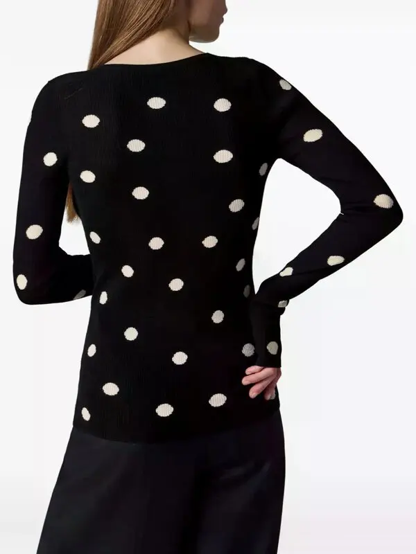 Paul Smith Merino Wool Polka Dot Henley Top - Black
