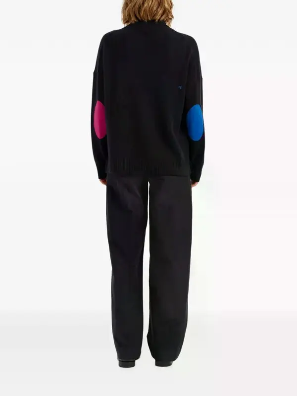 Chinti & Parker Roll Neck Sweater With Contrast Elbow Patches - Blue