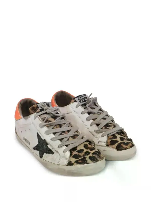 GOLDEN GOOSE Super-star Leopard Print Leather Sneakers - White