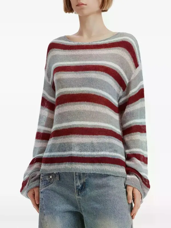 TOUT A COUP Striped Scarf-detail Sweater
