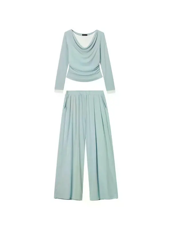 TOUT A COUP Cowl-neck Wide-leg Set