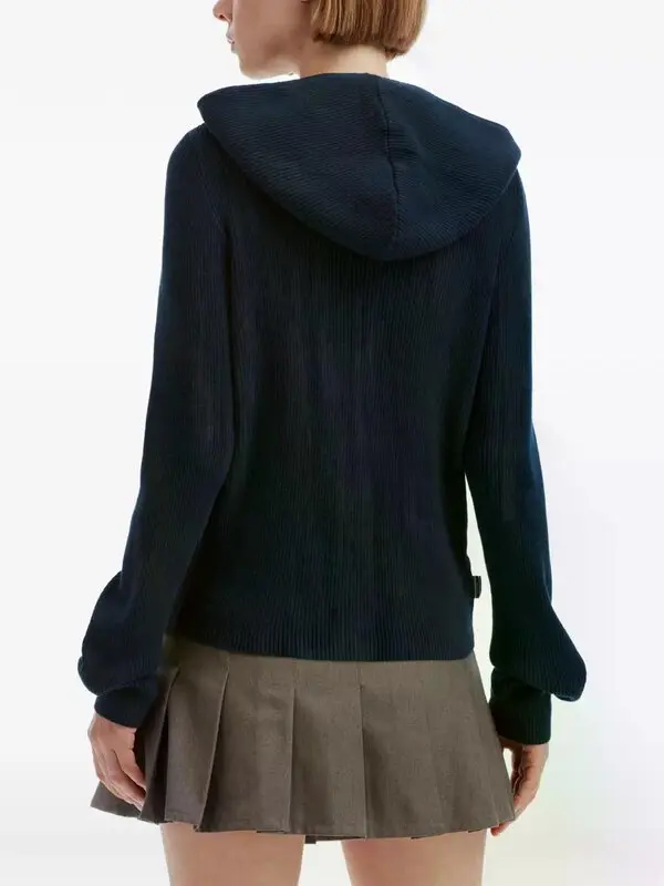 FINGERCROXX Ribbed-knit Zip-up Hoodie
