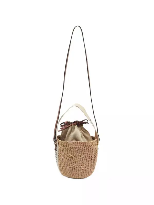 Chloé Small Woody Bucket Bag In Raffia - Brown