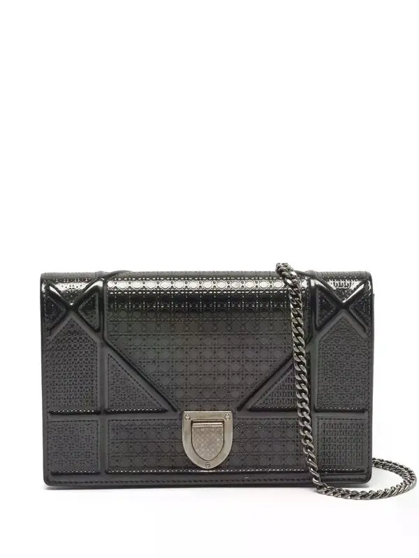 Dior 2019 Mini Diorama Microcannage Shoulder Bag - Grey