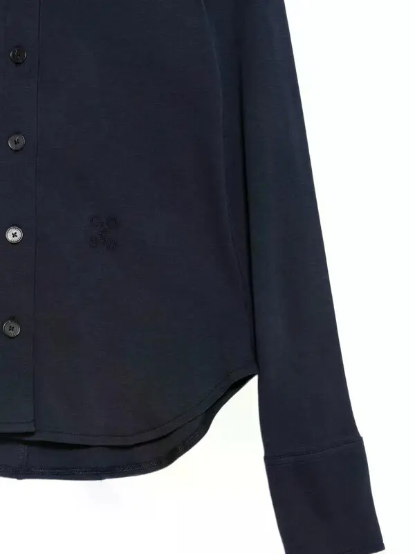 Closed Logo-embroidered Curved-hem Shirt