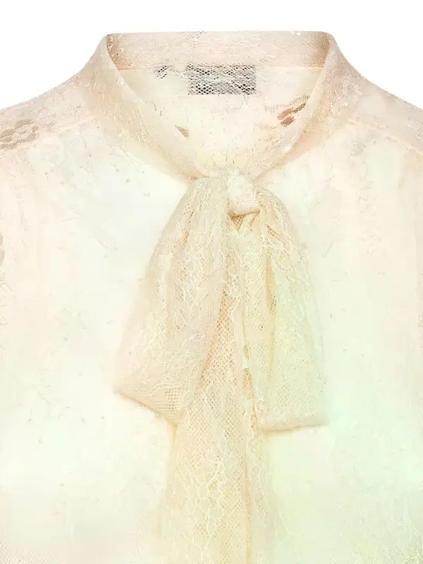 FORTE_FORTE Lace Pussy-bow Shirt