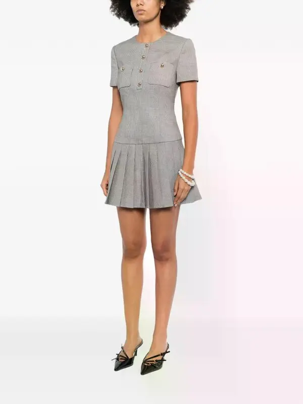 SELF-PORTRAIT Check Pleated Dress