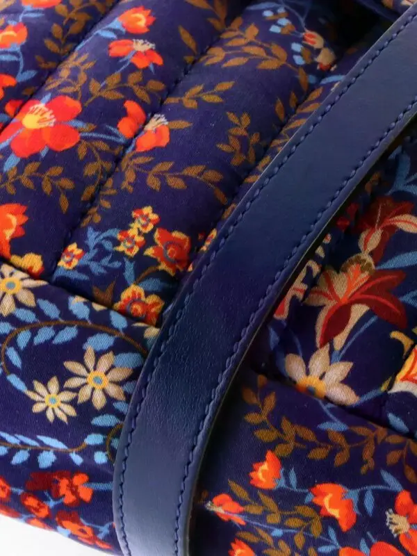 Gucci Gg Marmont Floral Print Cotton Small Shoulder Bag