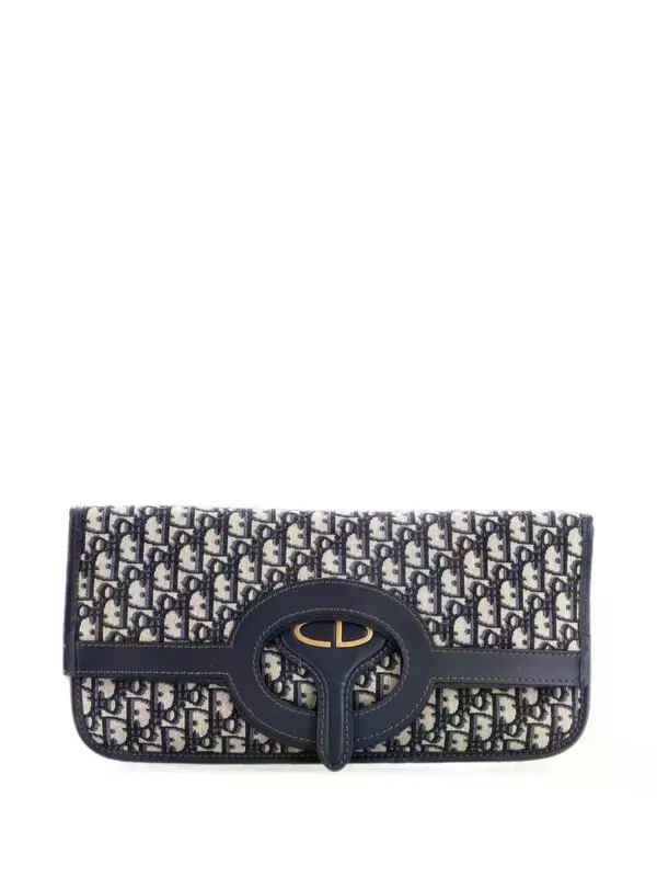 Dior Oblique Canvas Fold Over Clutch Bag