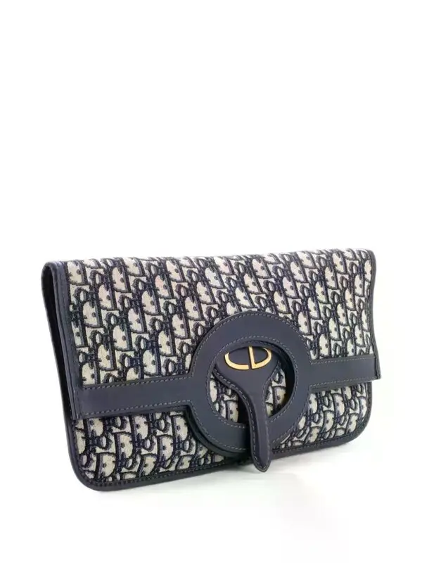 Dior Oblique Canvas Fold Over Clutch Bag