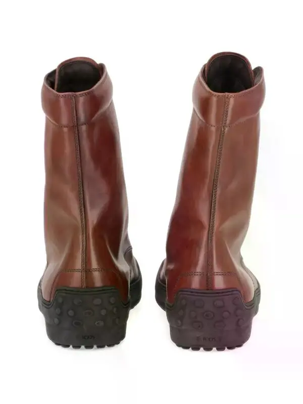 TOD'S Cognac Leather Lace-up Boots