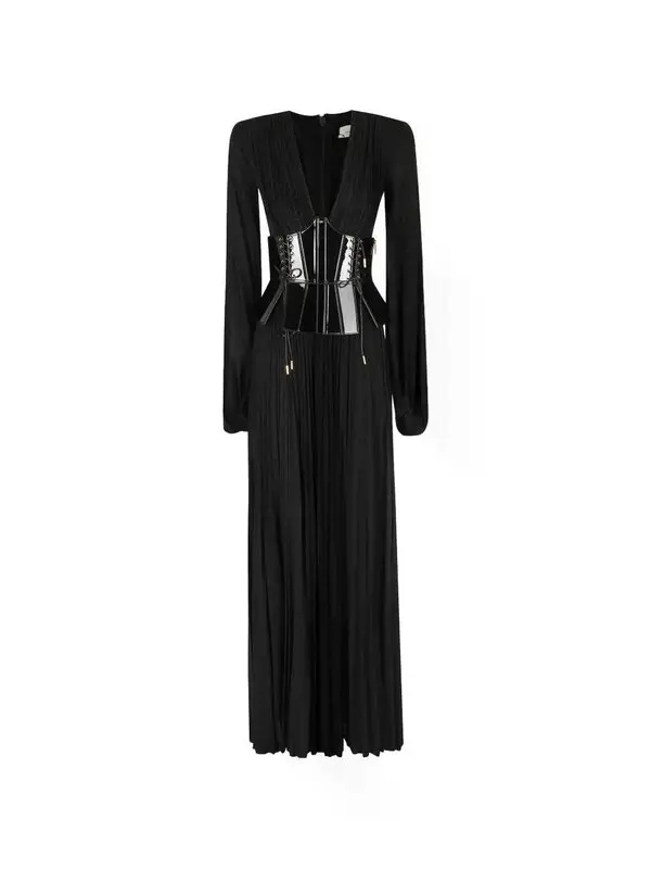 Elisabetta Franchi Red Carpet Dress In Lamé-effect Jersey - Black