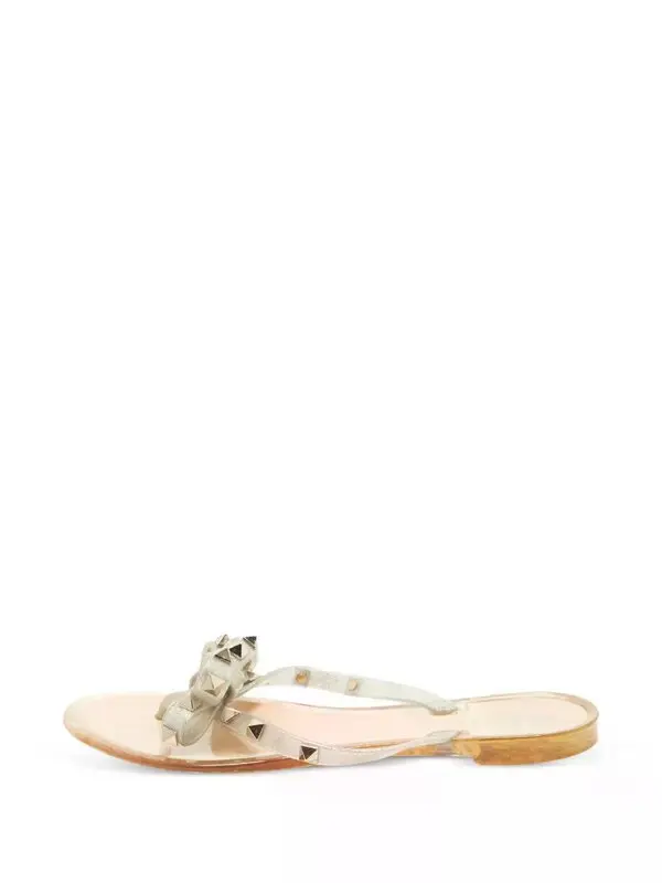 Valentino Garavani Rockstud Bow Flip Flops - Silver