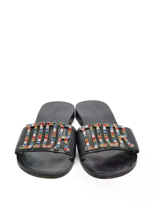 Dior Crystal-embellished Logo Flat Sandals