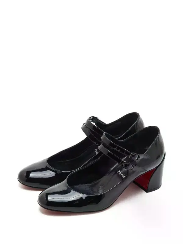 CHRISTIAN LOUBOUTIN Miss Jane Double Strap Patent Leather Pumps
