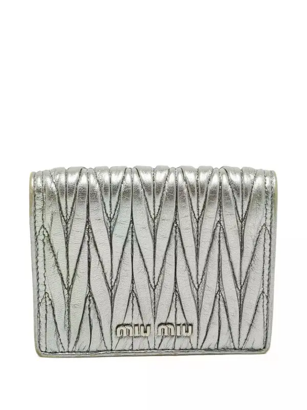 Miu Miu Matelassé Leather Bi-fold Wallet - Silver