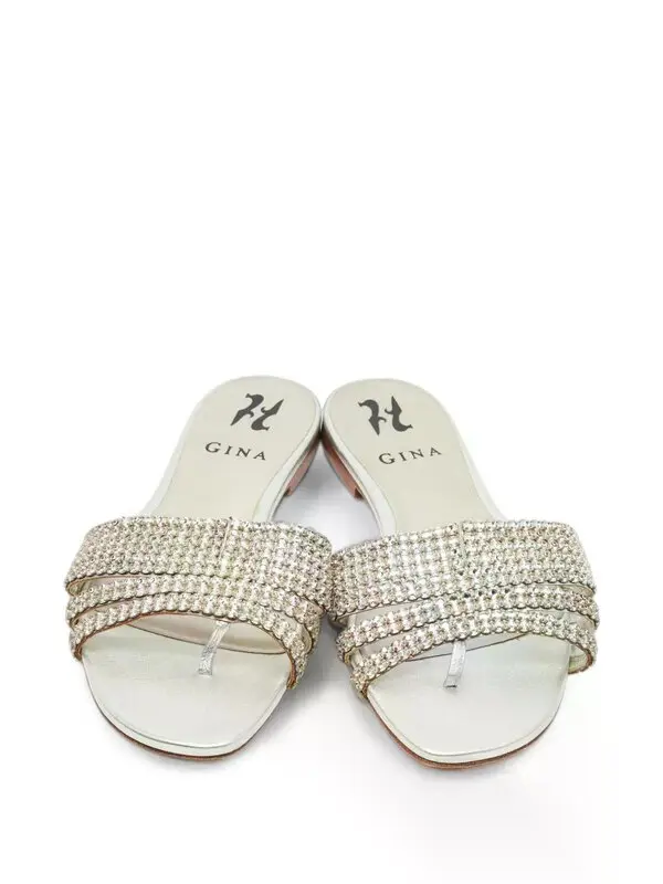 GINA Loren Crystal-embellished Flat Sandals