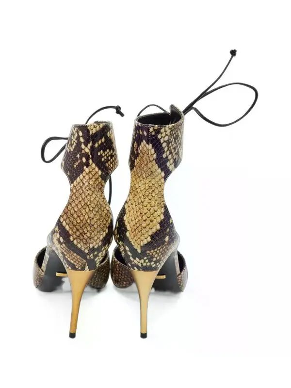 Gucci Priscilla Python-embossed Lace-up Stiletto Pumps