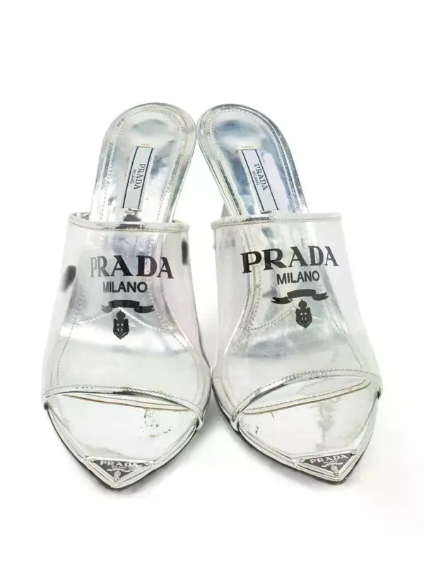 Prada Triangle Logo Slide Sandals