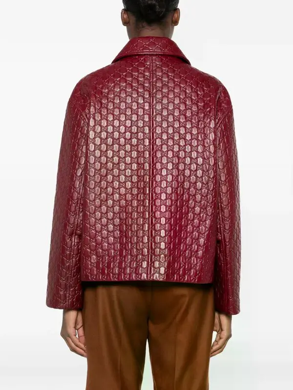 Gucci Embossed Gg Leather Jacket
