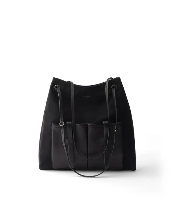 Prada Route Large Canvas And Leather Bag - Black