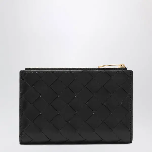 Bottega Veneta Medium Bi-fold Wallet In Intrecciato - Black