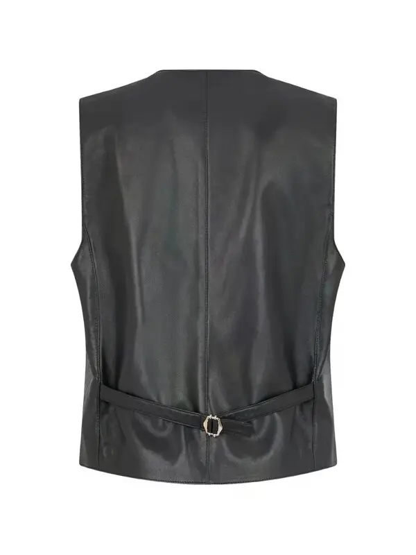 John Richmond Chain-detail Leather Waistcoat