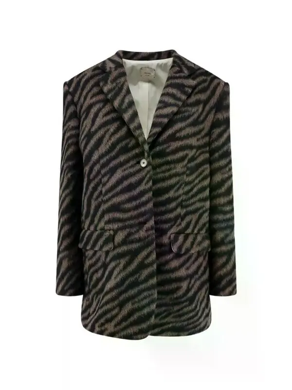 ALYSI Tiger-print Single-breasted Blazer - Brown