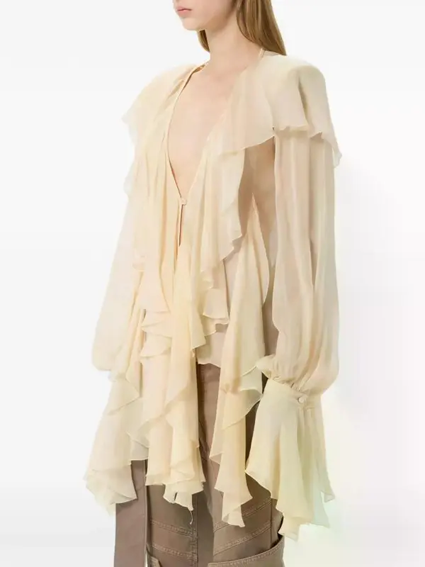 Blumarine Ruffled Crepe-de-chine Blouse