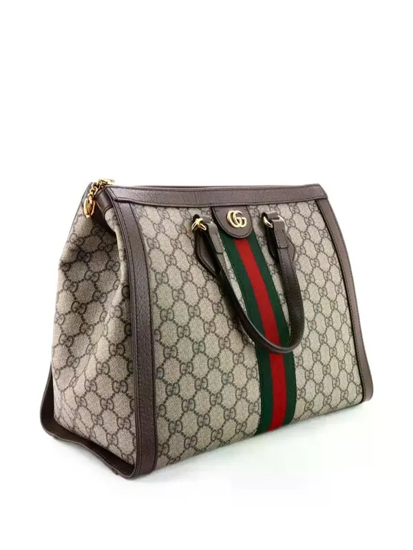 Gucci Ophidia Top Handle Gg Coated Canvas Tote Bag
