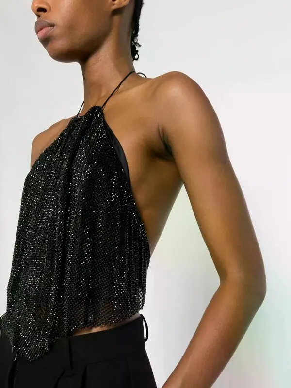 MANURI Draped Chainmail Halterneck Top