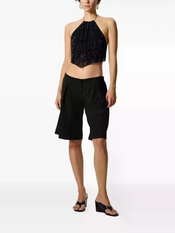 MANURI Draped Chainmail Halterneck Top - Black
