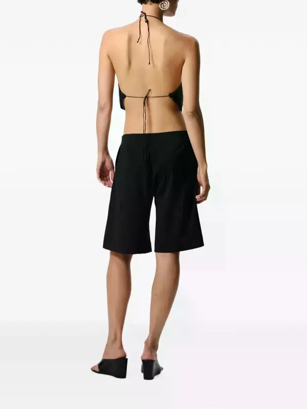 MANURI Draped Chainmail Halterneck Top - Black