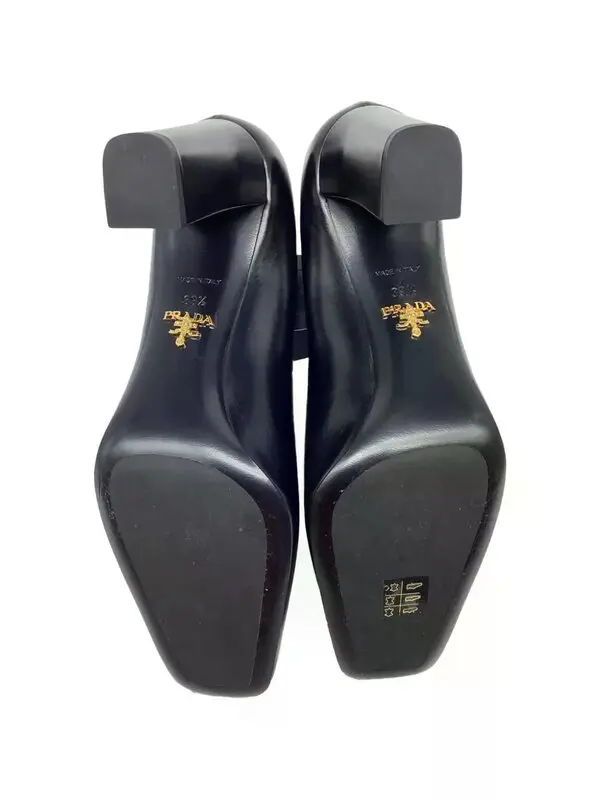 Prada Leather Square-toe High Block Heel Pumps