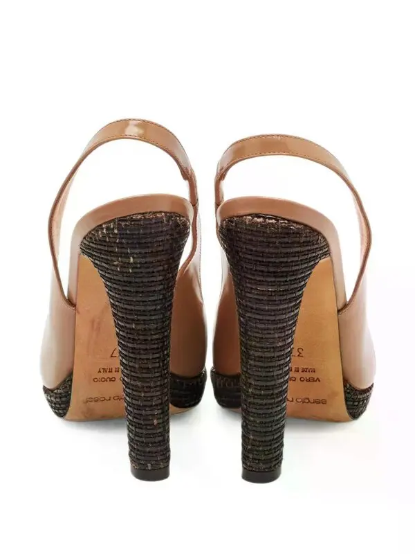 SERGIO ROSSI Woven Platform Slingback Sandals