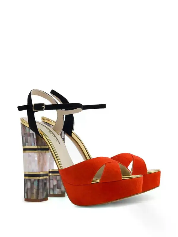 FREYA ROSE Suki Embellished-heel Sandals - Orange